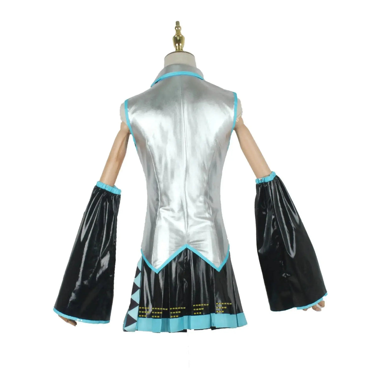 PU Leather Vocaloid Miku Cosplay Costume Anime Midi Dress Halloween ...